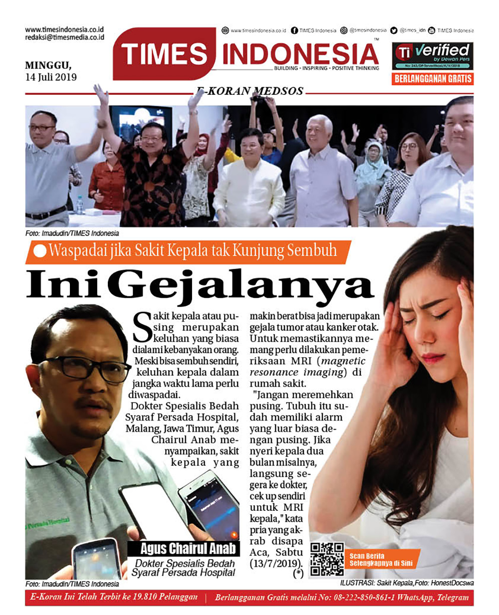 Edisi Minggu, 14 Juli 2019. E-Koran Medsos. Bacaan Positif Masyarakat 5.0 - TIMES Indonesia
