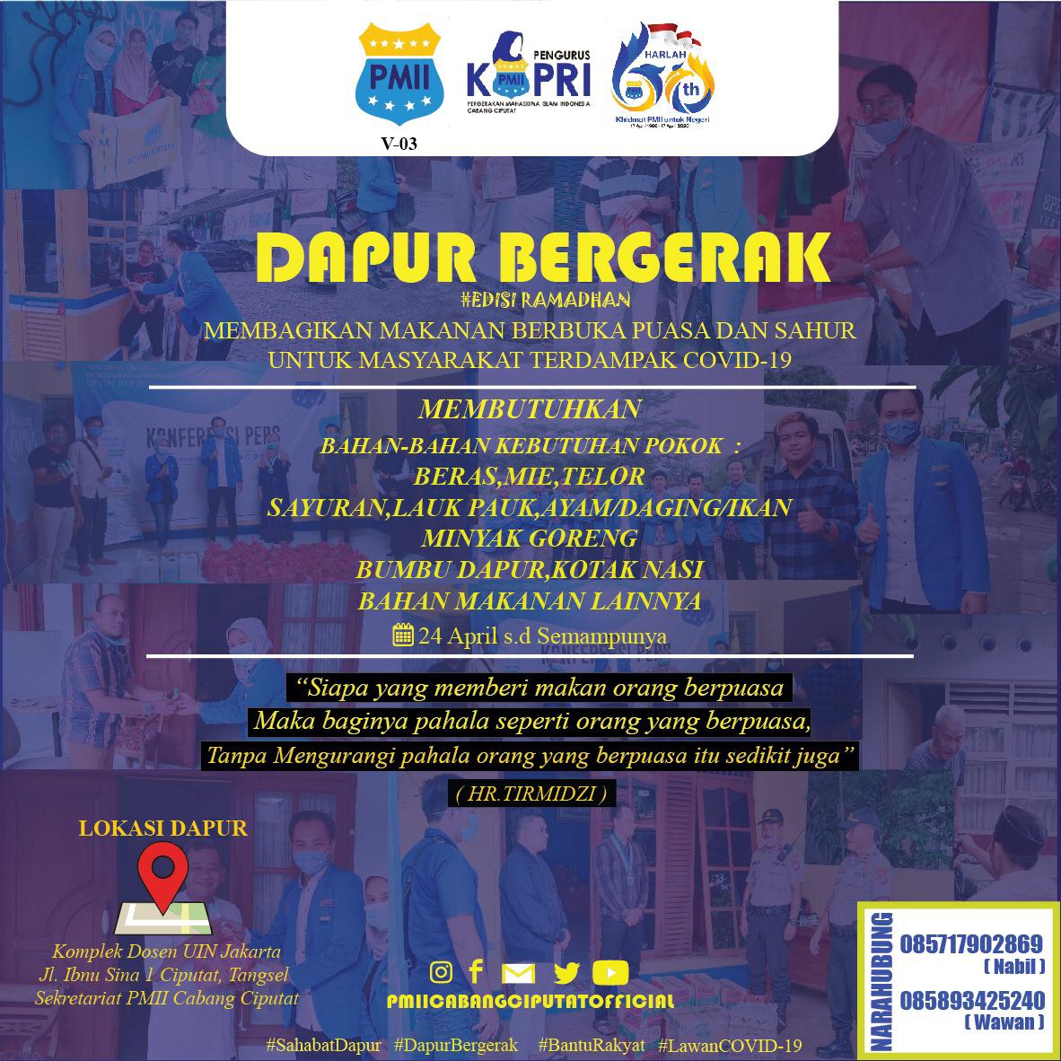 PC PMII Ciputat Dirikan Dapur Umum - TIMES Indonesia