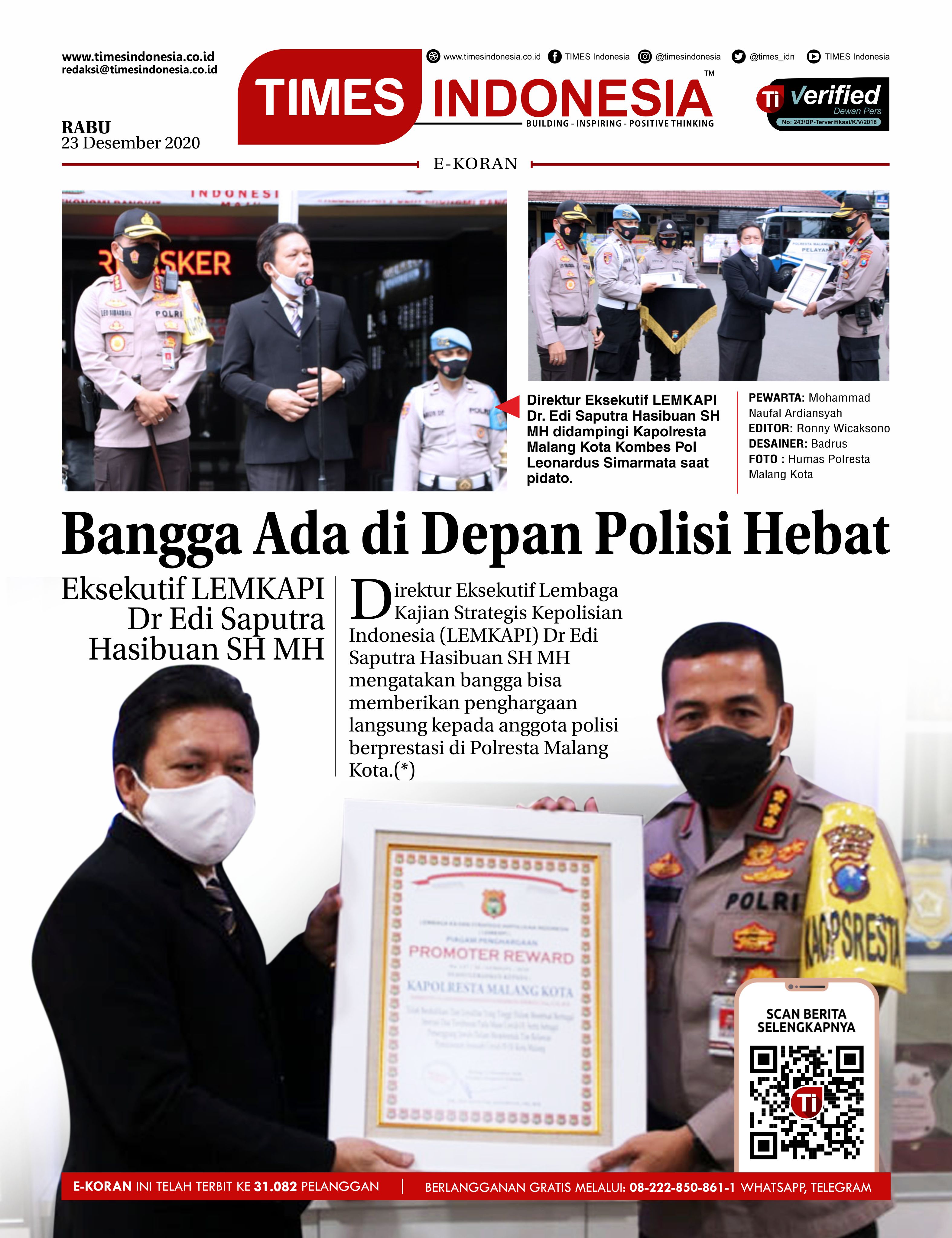 Edisi Rabu, 23 Desember 2020: E-Koran, Bacaan Positif Masyarakat 5.0 - TIMES Indonesia