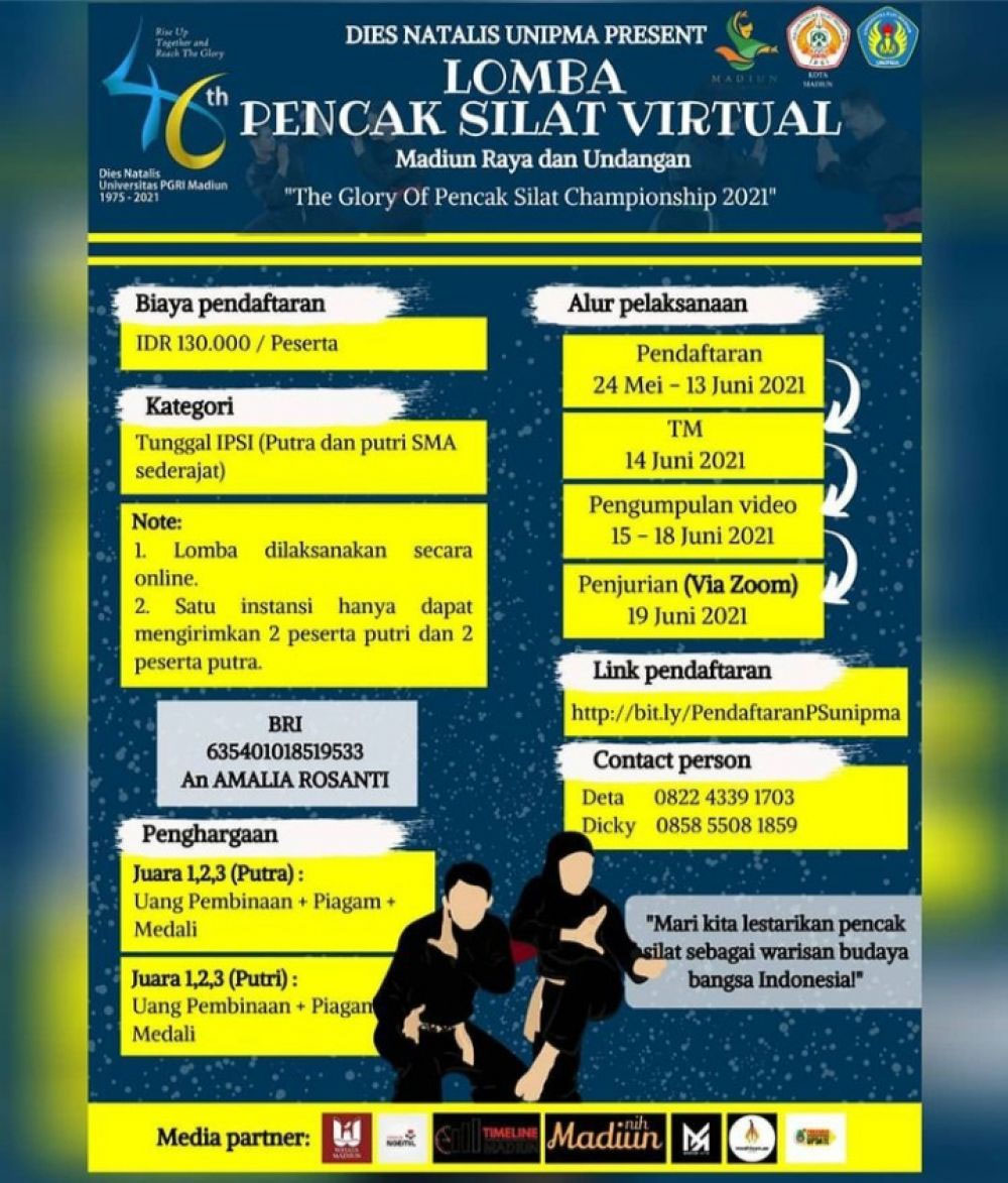 Dies Natalis ke-46, Unipma Madiun Gelar Lomba Pencak Silat Virtual ...