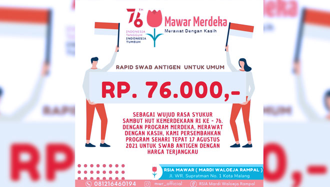 HUT ke-76 RI, RSIA Mawar Luncurkan Program Merdeka, Swab Antigen Hanya ...