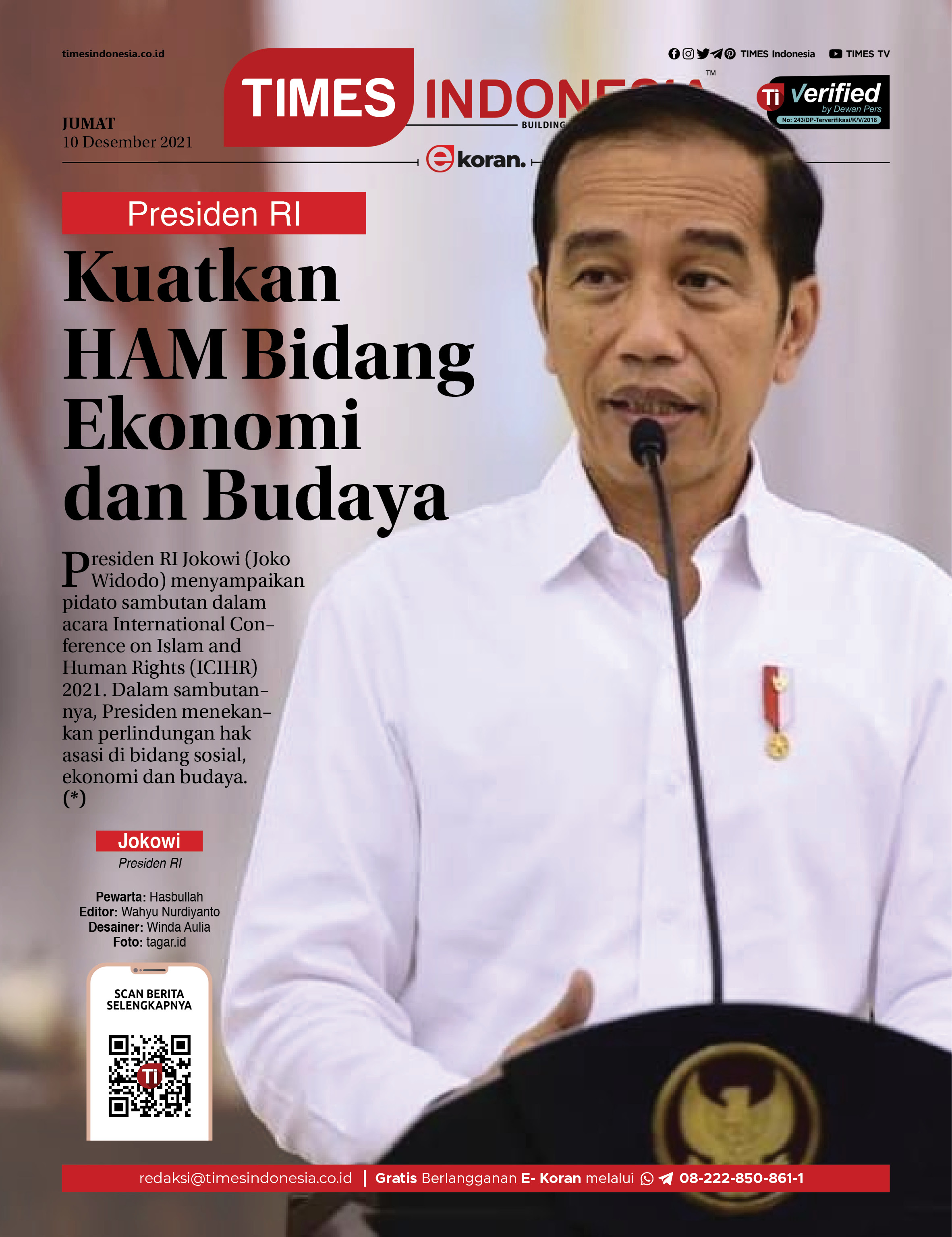 Edisi Jumat, 10 Desember 2021: E-Koran, Bacaan Positif Masyarakat 5.0 - TIMES Indonesia